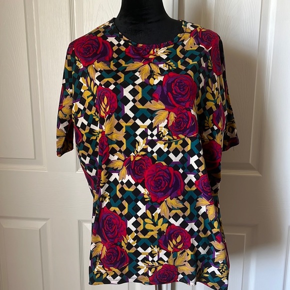 LuLaRoe | Tops | Lularoe Multicolored Rose Print Irma With Black And ...
